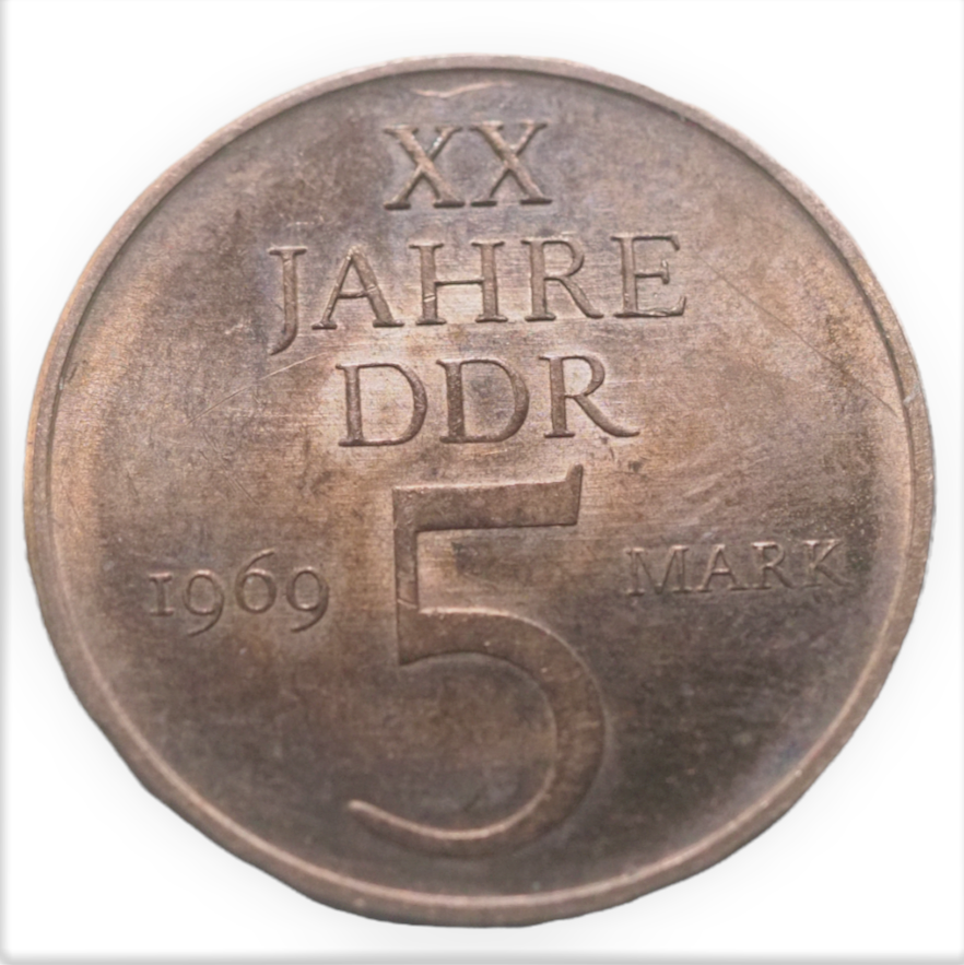 Germany DDR XX Jahre 5 Mark 1969 Coin, Nickel-Bronze – coinsbyMR