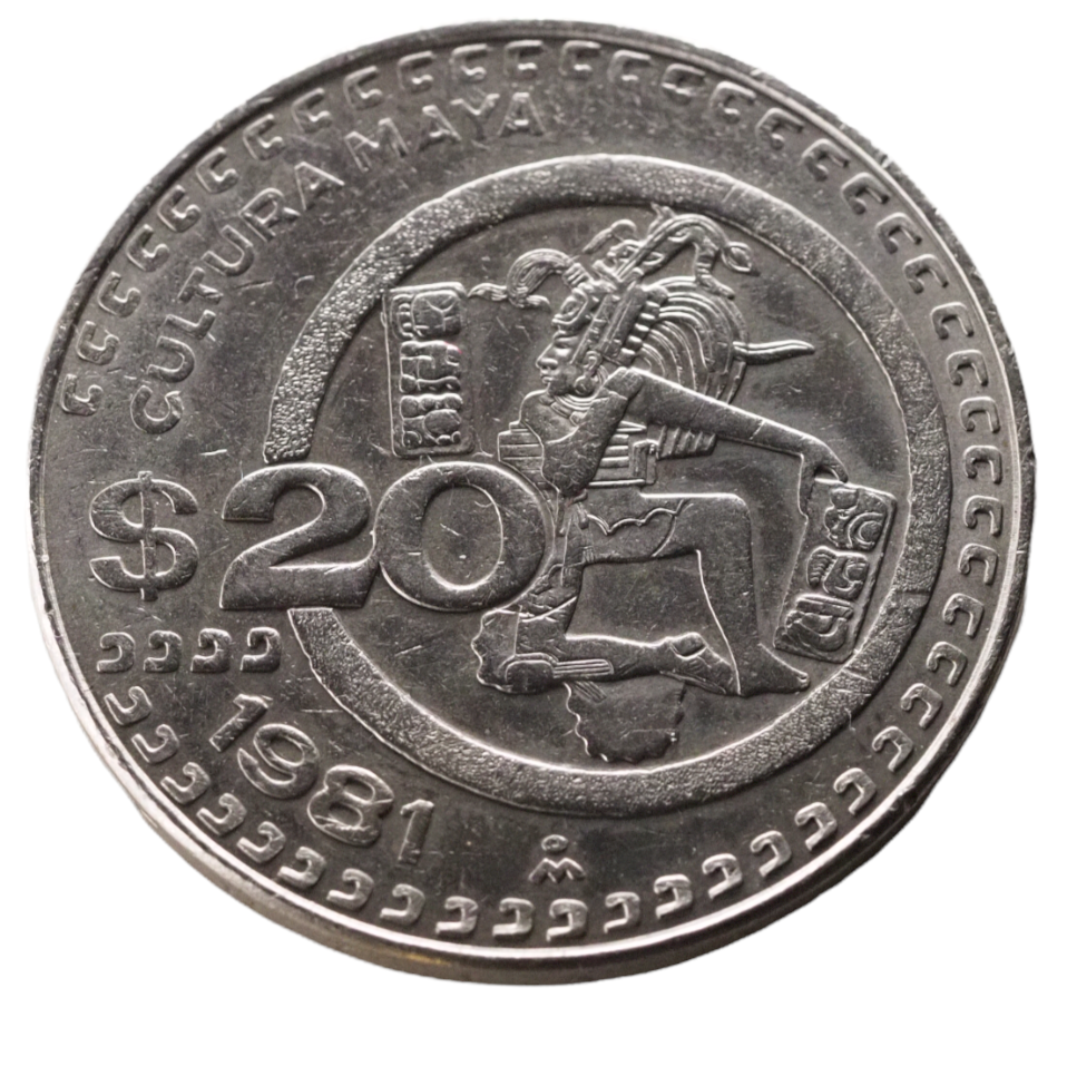 Mexico $20 Pesos Cultura Maya Coin 1981 Copper-Nickel, 15.2g – coinsbyMR