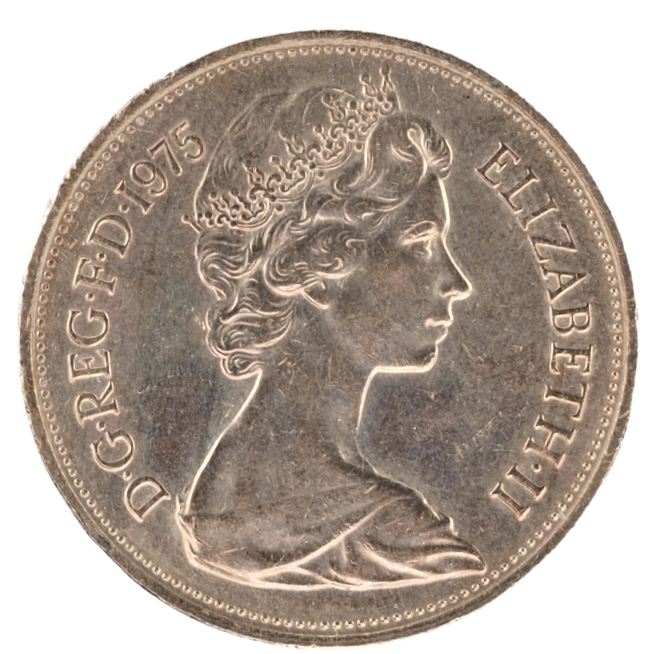 United Kingdom Great Britain 10 New Pence 1975 Coin Copper-Nickel ...